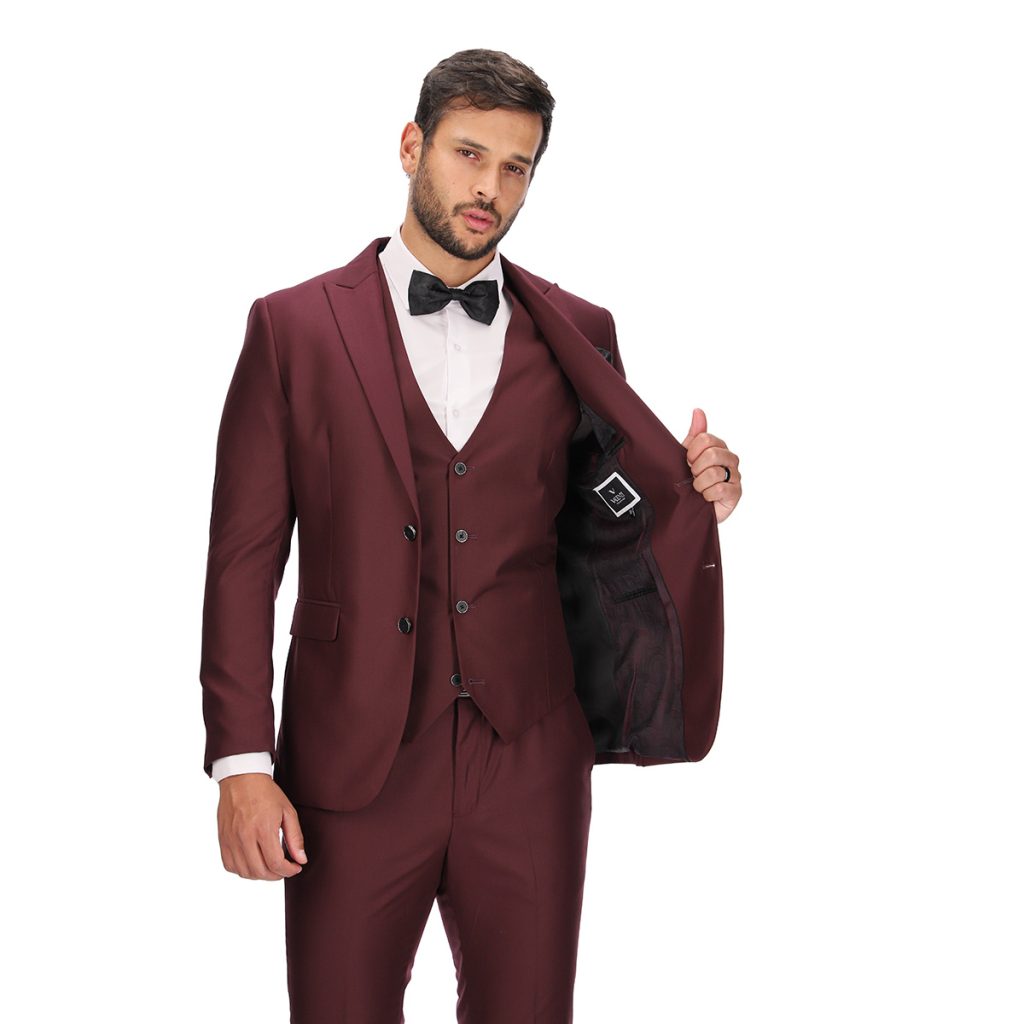 Traje Slim Fit 3 Pzas Vino Claro – Valenti