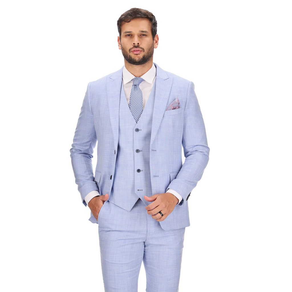 Traje Slim Fit 3 Pzas Azul Cielo – Valenti